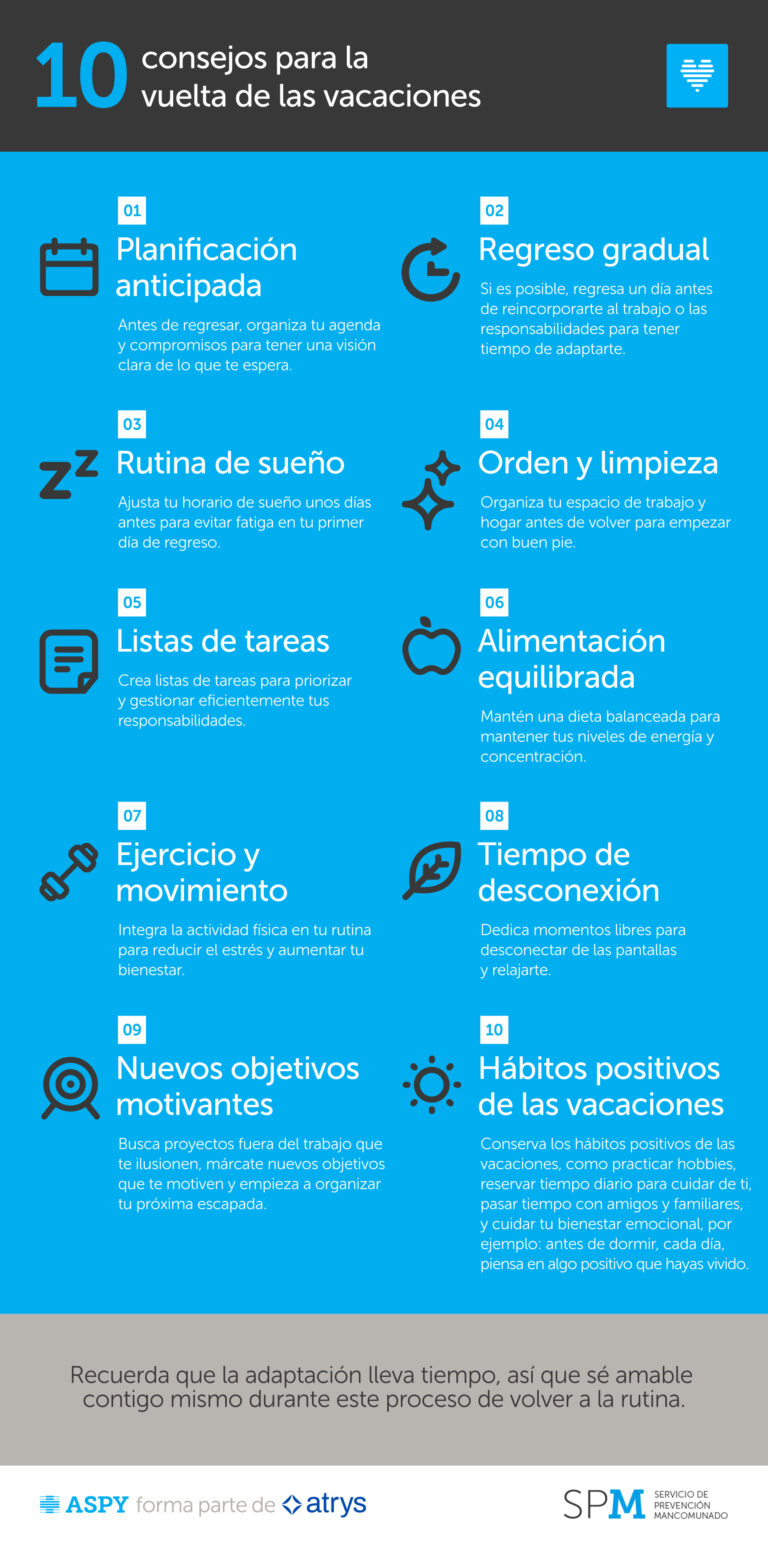 10 consejos para la vuelta de vacaciones | ASPY